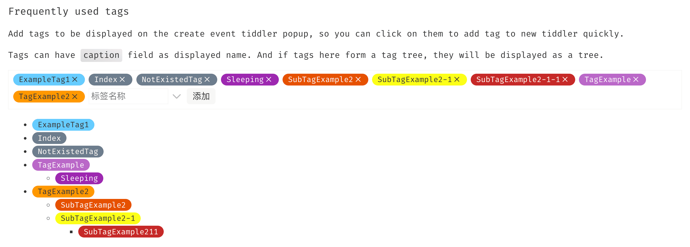 Tree style tag picker — Tree style tag picker